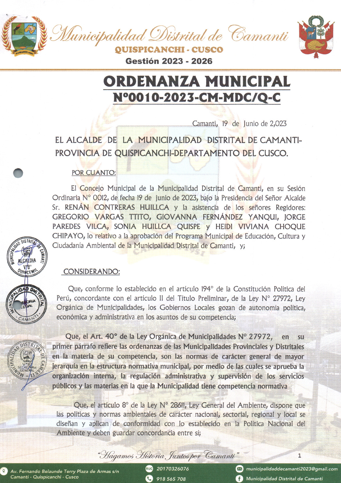 Programa Municipal de Educación, Cultura y Ciudadanía Ambiental de la ...