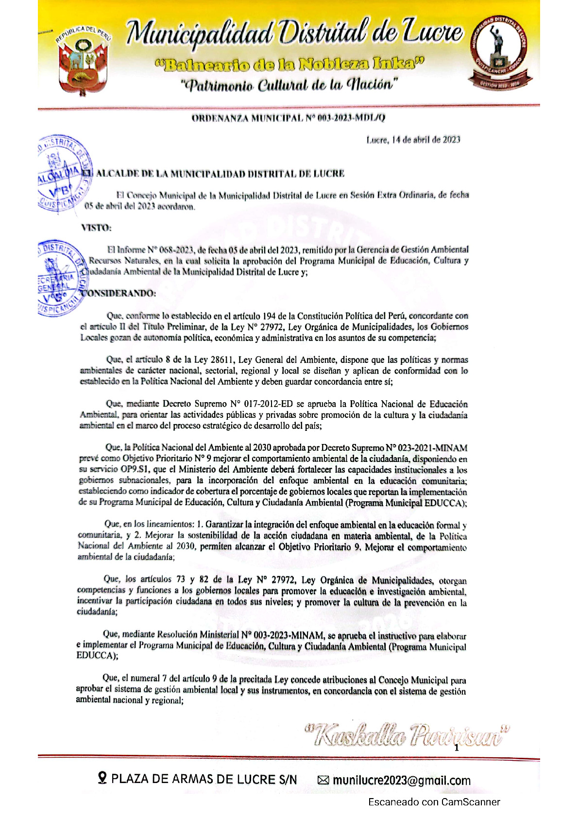 Programa Municipal de Educación, Cultura y Ciudadanía Ambiental de la ...