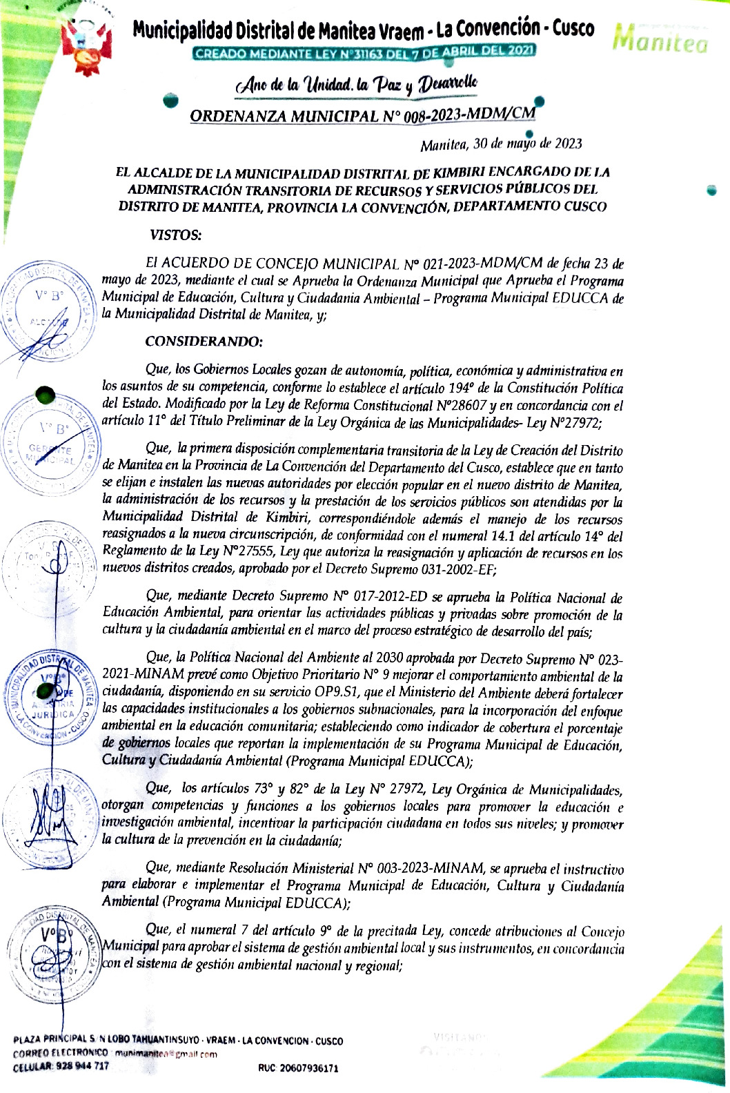 Programa Municipal de Educación, Cultura y Ciudadanía Ambiental de la ...