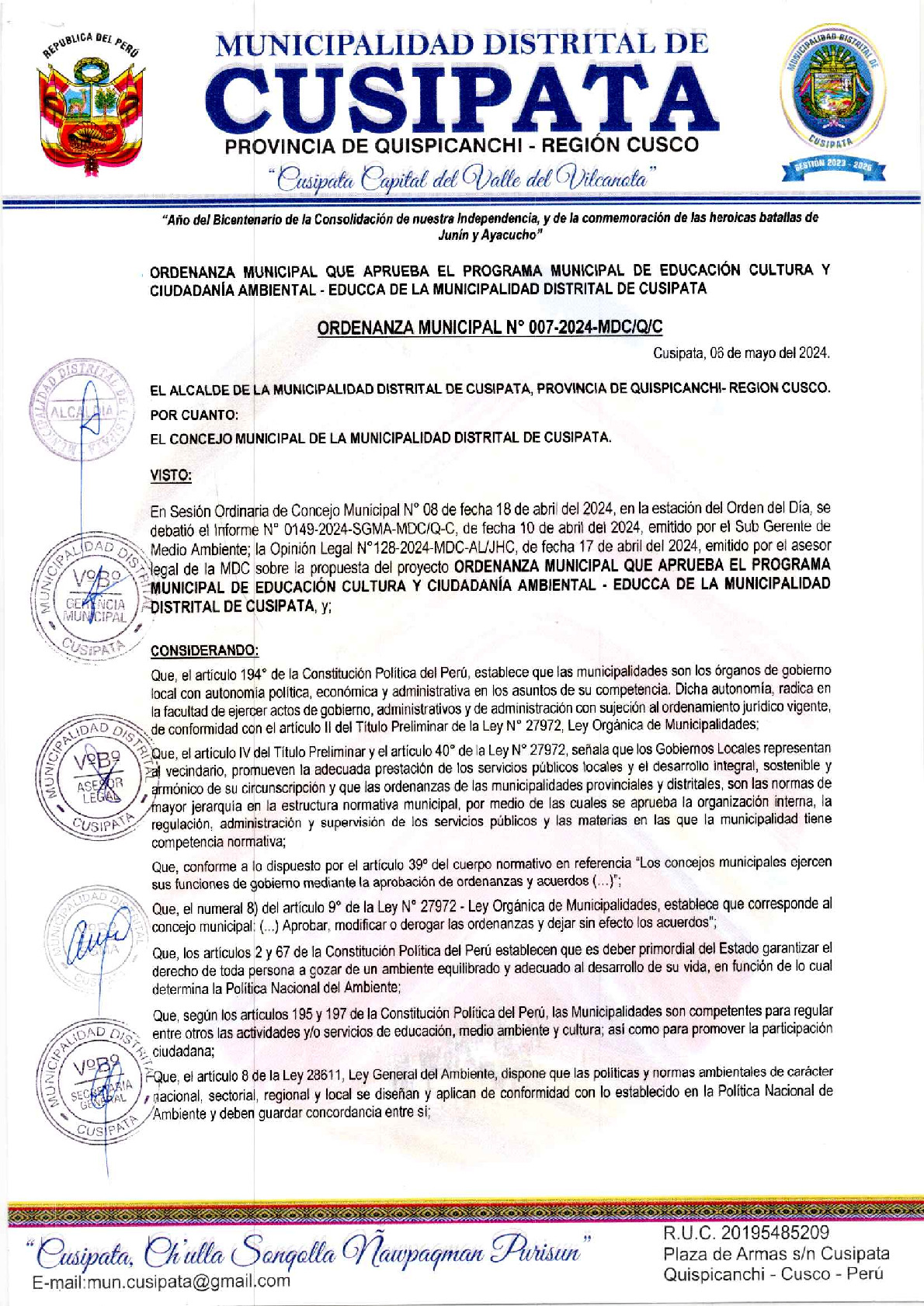 Programa Municipal de Educación, Cultura y Ciudadanía Ambiental de la ...