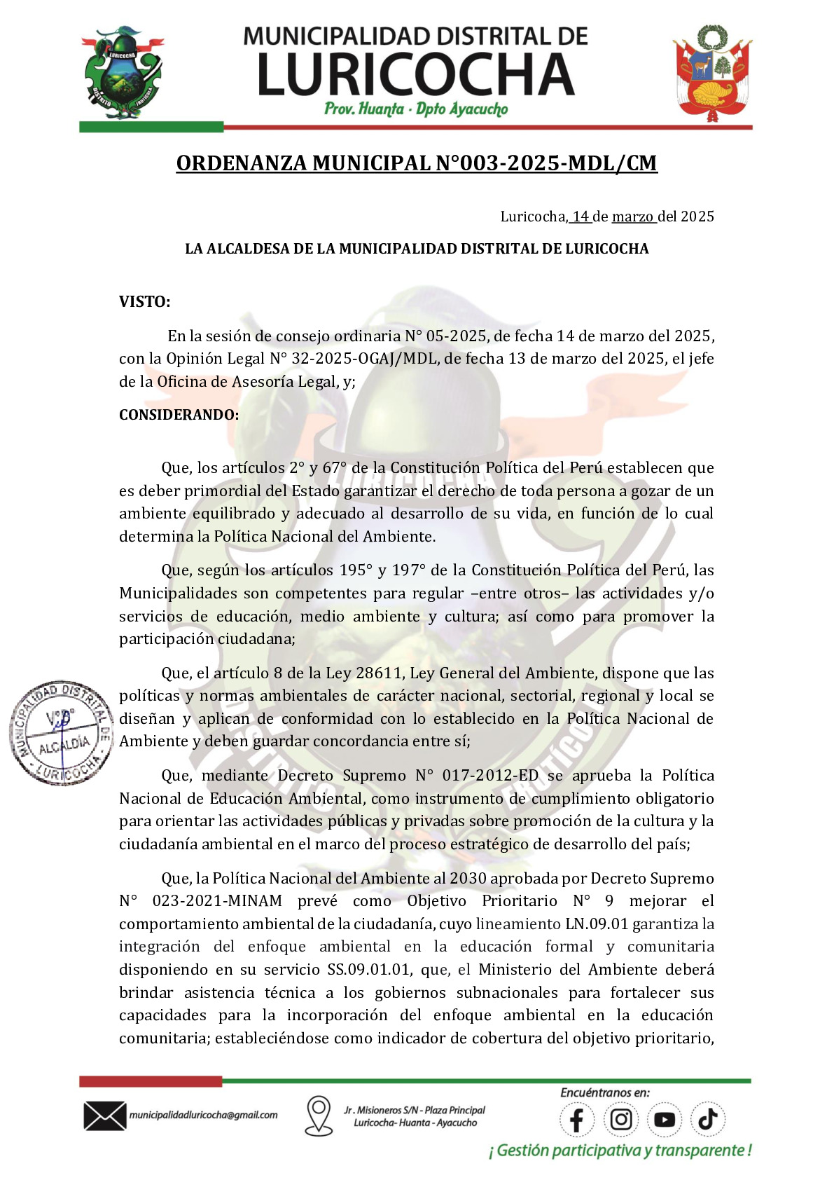 Programa Municipal de Educación, Cultura y Ciudadanía Ambiental de la ...