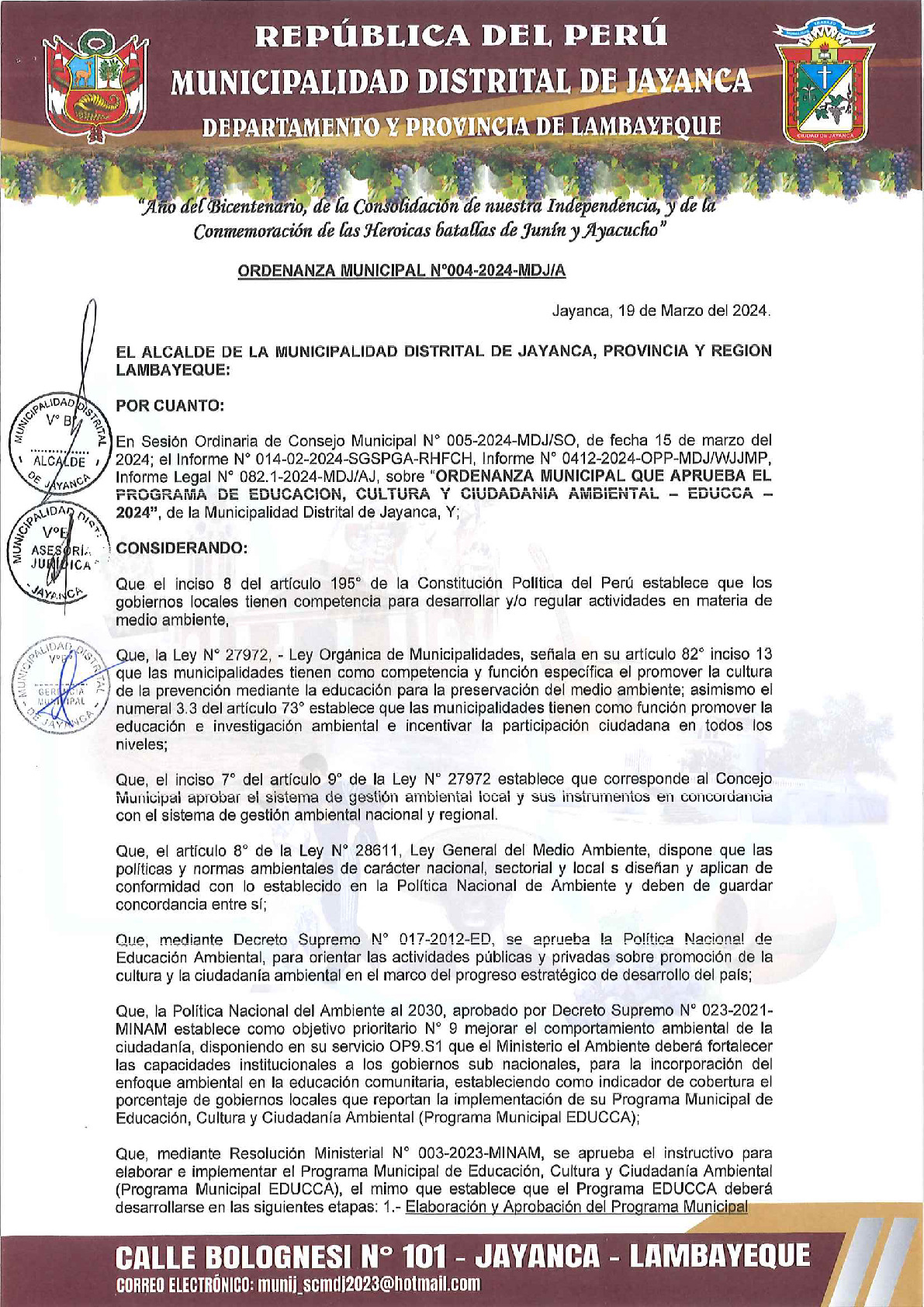 Programa Municipal de Educación, Cultura y Ciudadanía Ambiental de la ...