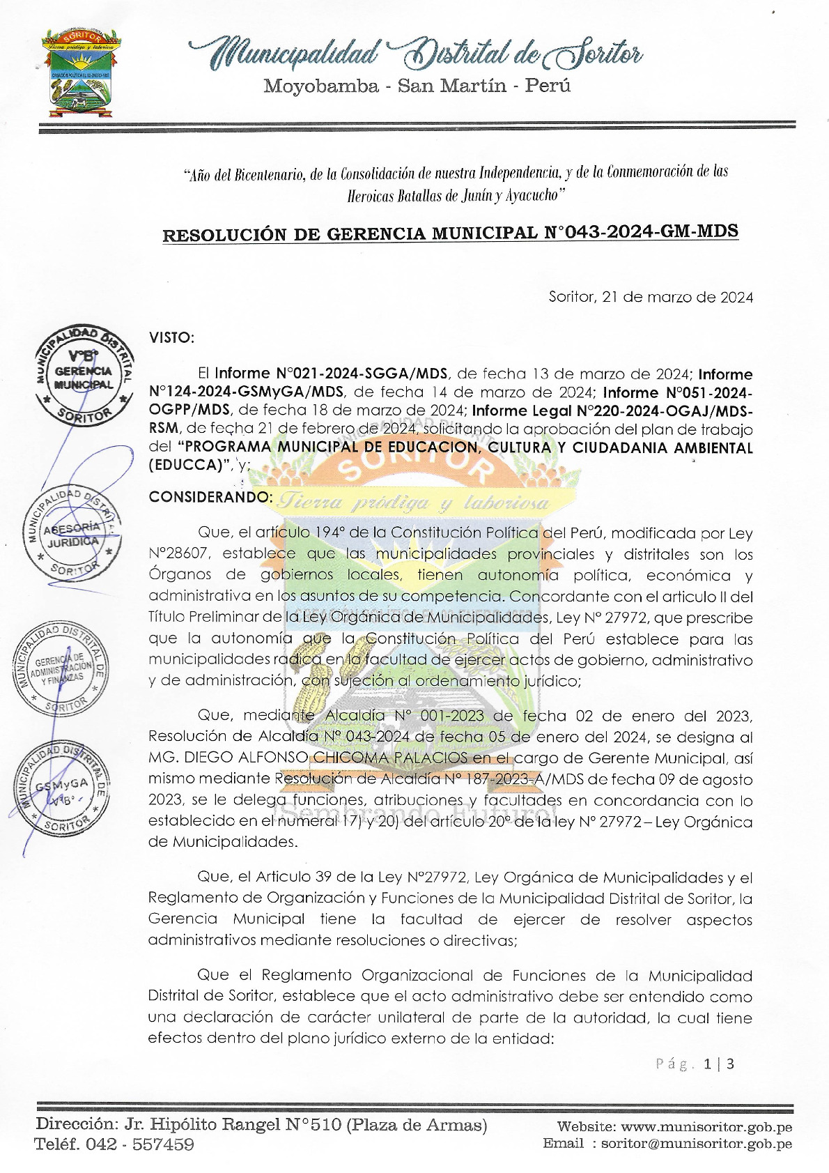 Plan de Trabajo 2024 del Programa Municipal EDUCCA - Municipalidad ...