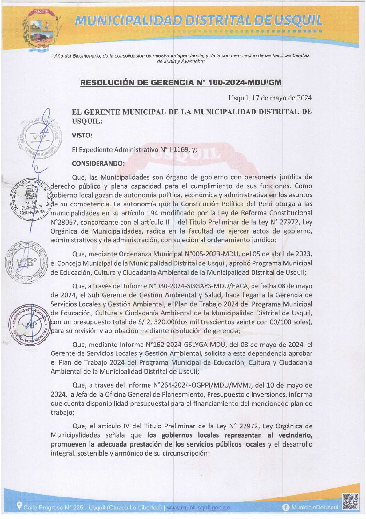 Plan de Trabajo 2024 del Programa Municipal EDUCCA - Municipalidad ...