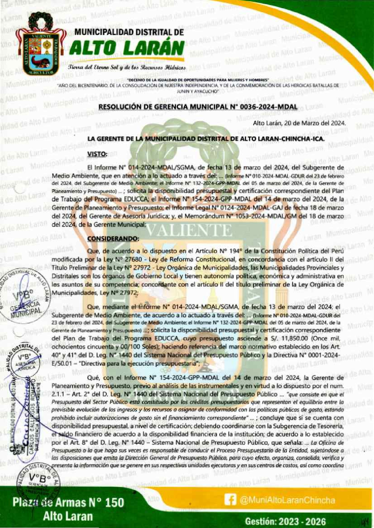 Plan de Trabajo 2024 del Programa Municipal EDUCCA - Municipalidad ...