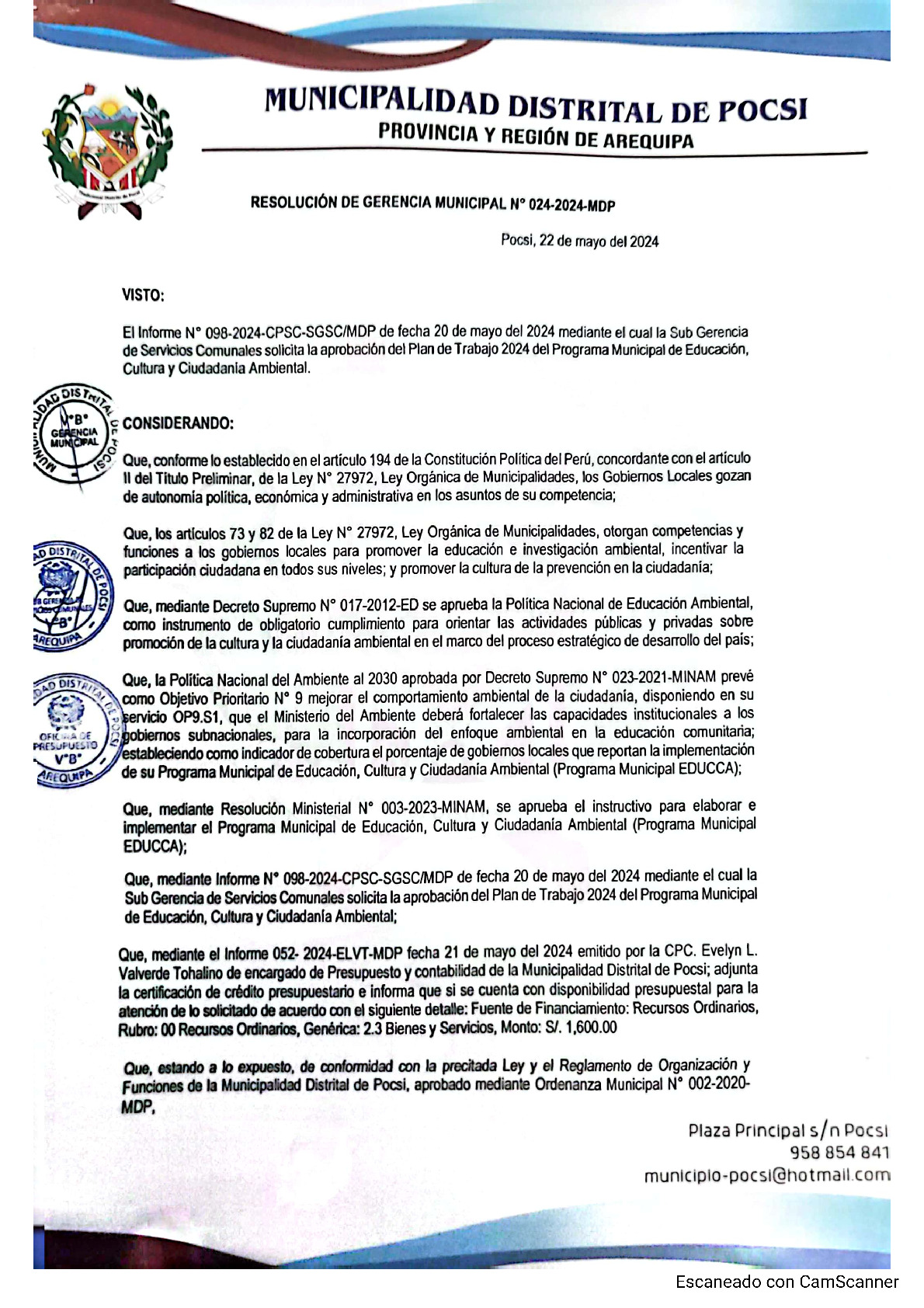 Plan de Trabajo 2024 del Programa Municipal EDUCCA - Municipalidad ...