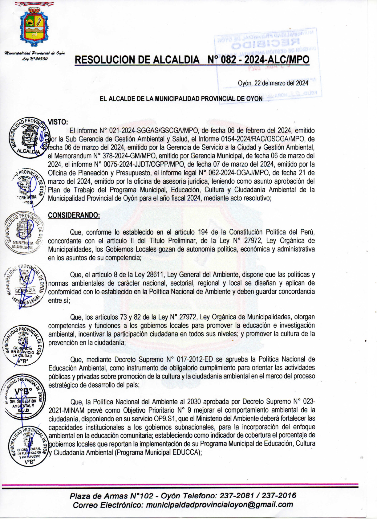 Plan de Trabajo 2024 del Programa Municipal EDUCCA - Municipalidad ...