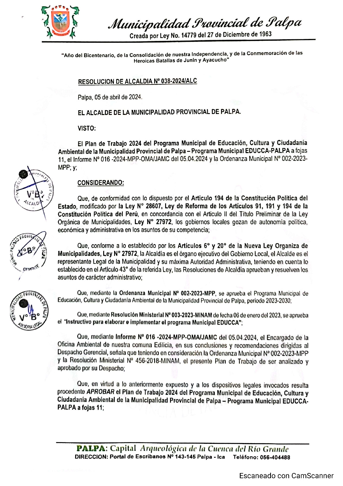 Plan de Trabajo 2024 del Programa Municipal EDUCCA - Municipalidad ...