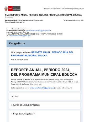 Reporte Anual 2024 del Programa Municipal EDUCCA de la Municipalidad ...