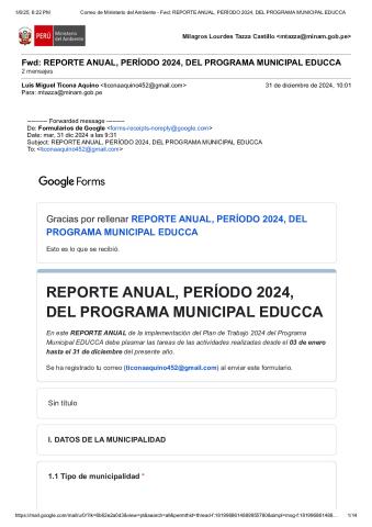 Reporte Anual 2024 del Programa Municipal EDUCCA de la Municipalidad ...