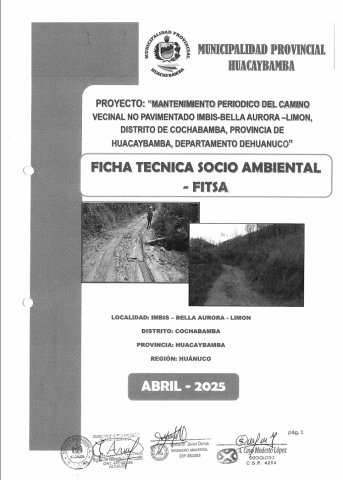 Mantenimiento periódico del camino vecinal no pavimentado Imbis-Bella ...
